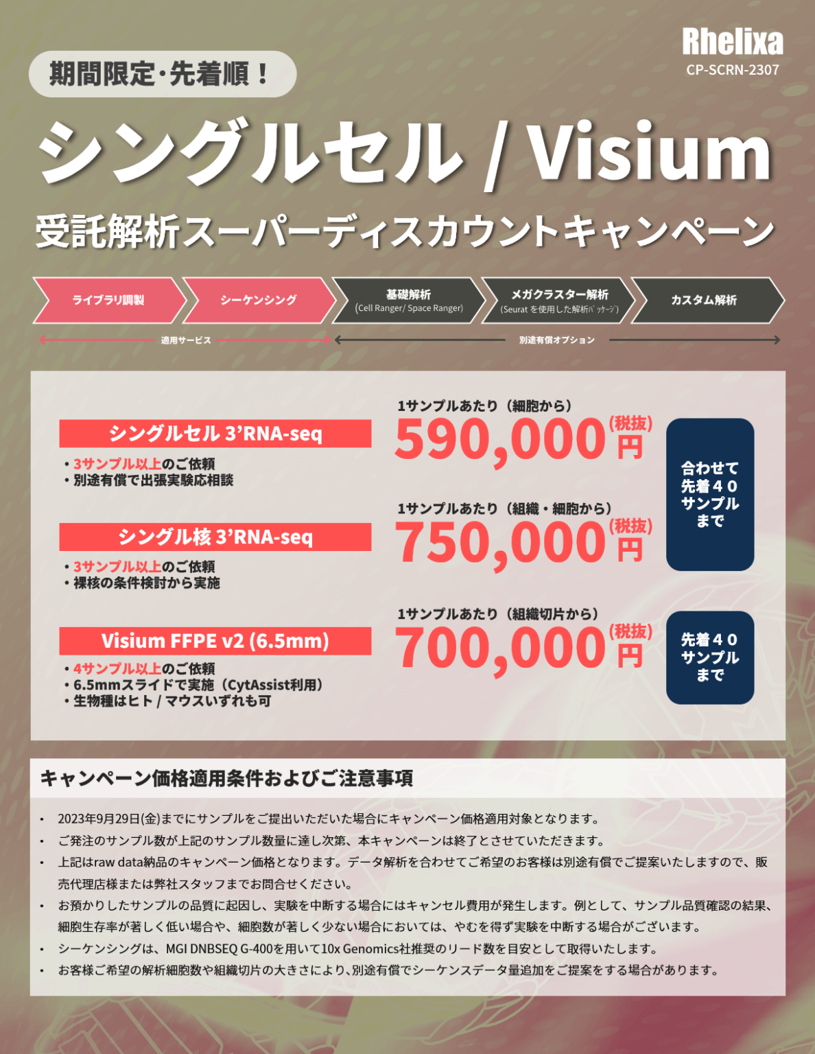 シングルセル･Visium 受託解析キャンペーンのお知らせ | 株式会社Rhelixa（レリクサ）